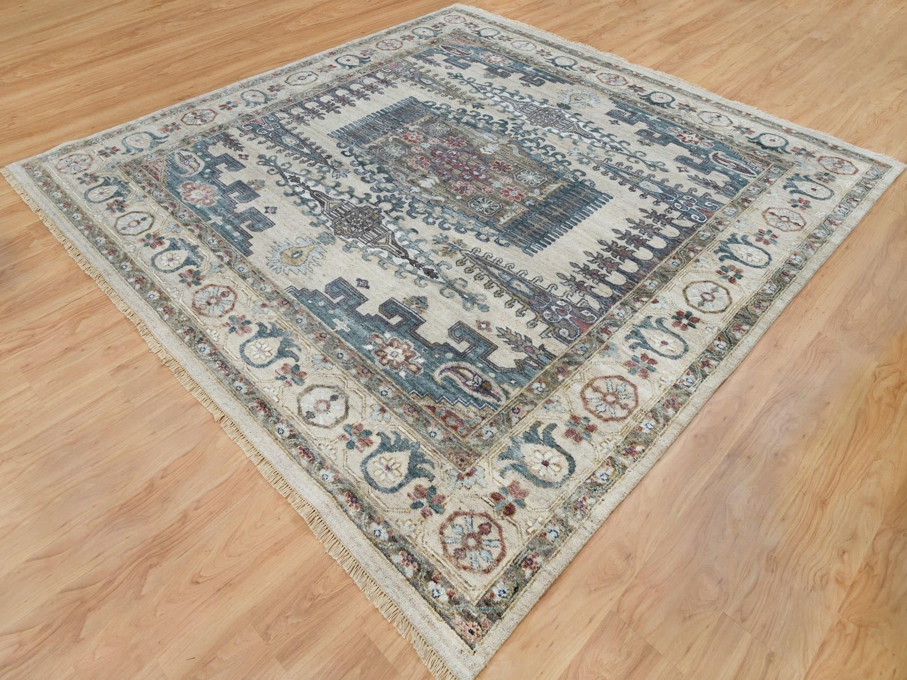 9'8"x10' Winter White Soft Tones, Thick and Plush Soft Pile, Hand ...