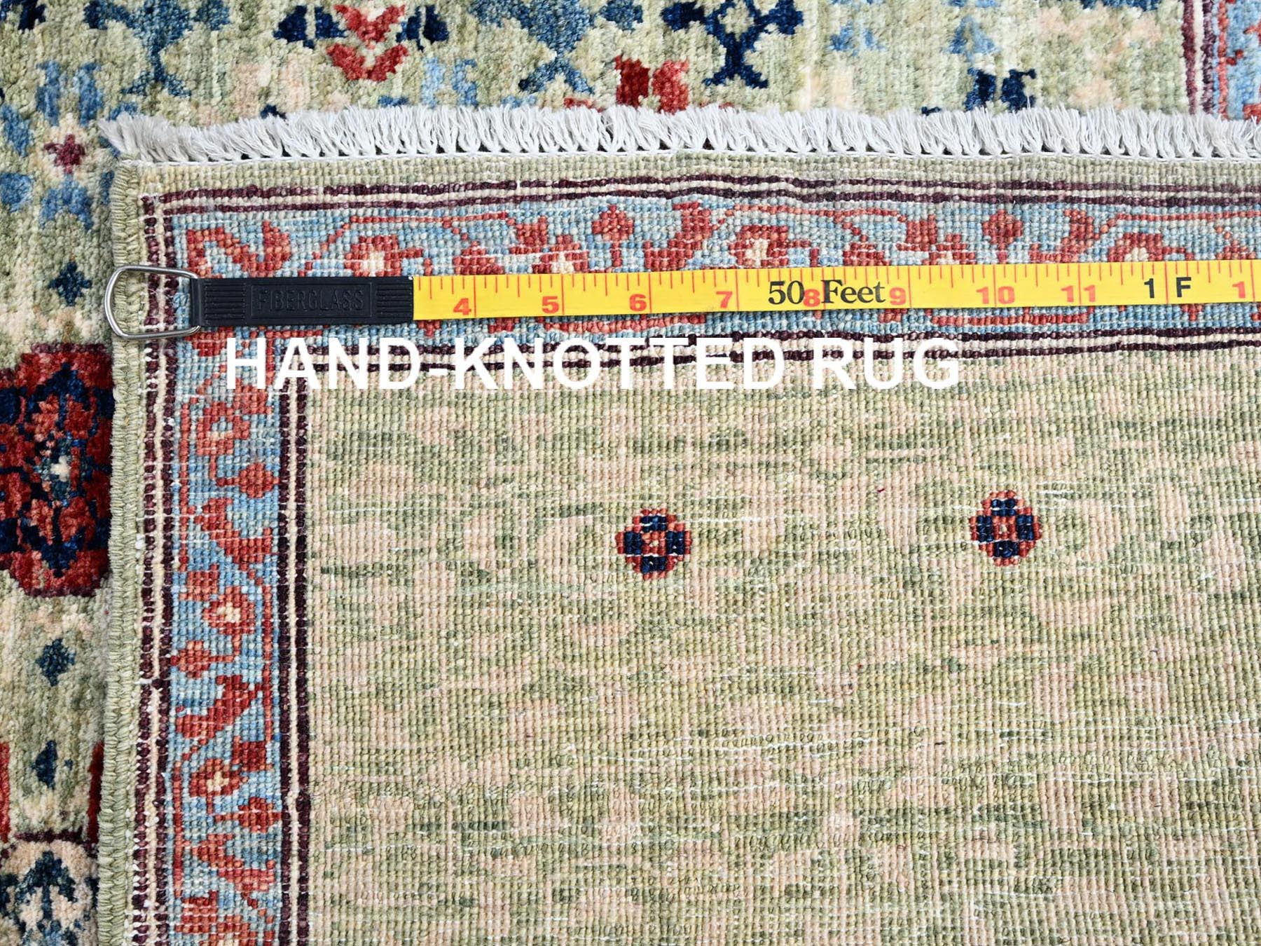 8'x10'2" Olive Green, 14th Century Mamluk Dynasty Pattern, Pure Wool ...