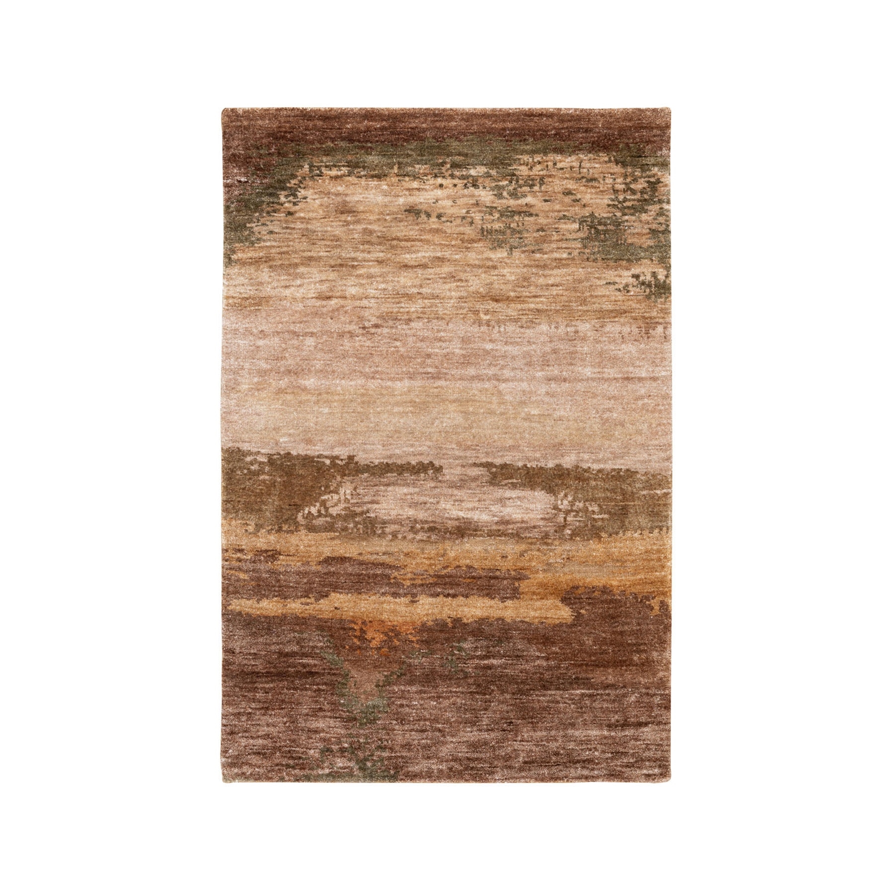 3'x5' Earth Tone Colors Abstract Design Wool And Silk Hand Knotted ...