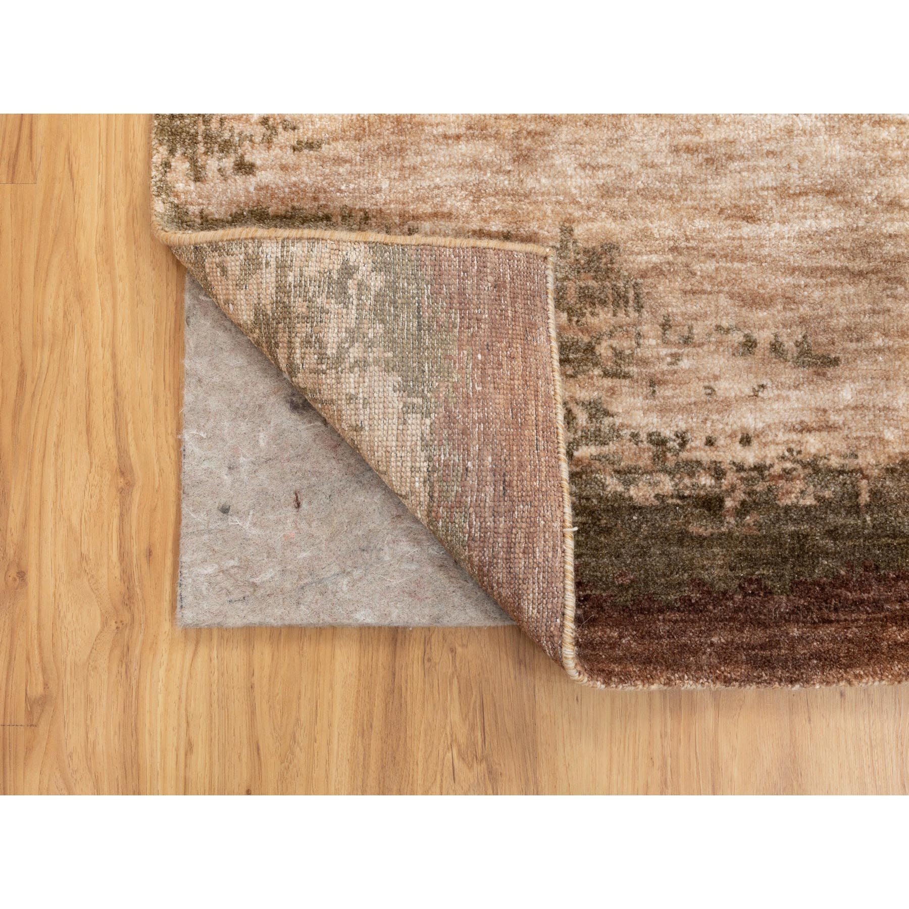 3'x5' Earth Tone Colors Abstract Design Wool And Silk Hand Knotted ...